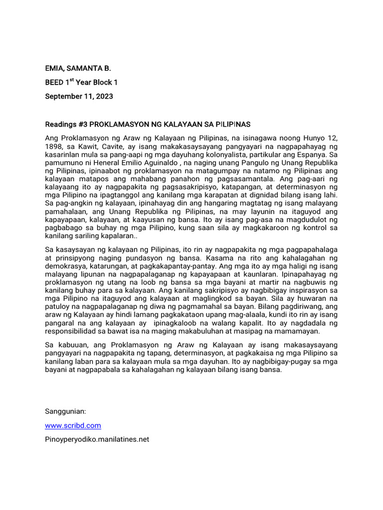 Proklamasyon NG Kalayaan NG Pilipinas | PDF
