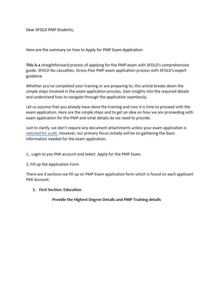 Summary On How To Apply For PMP Exam Application | PDF | Tourism | Resort