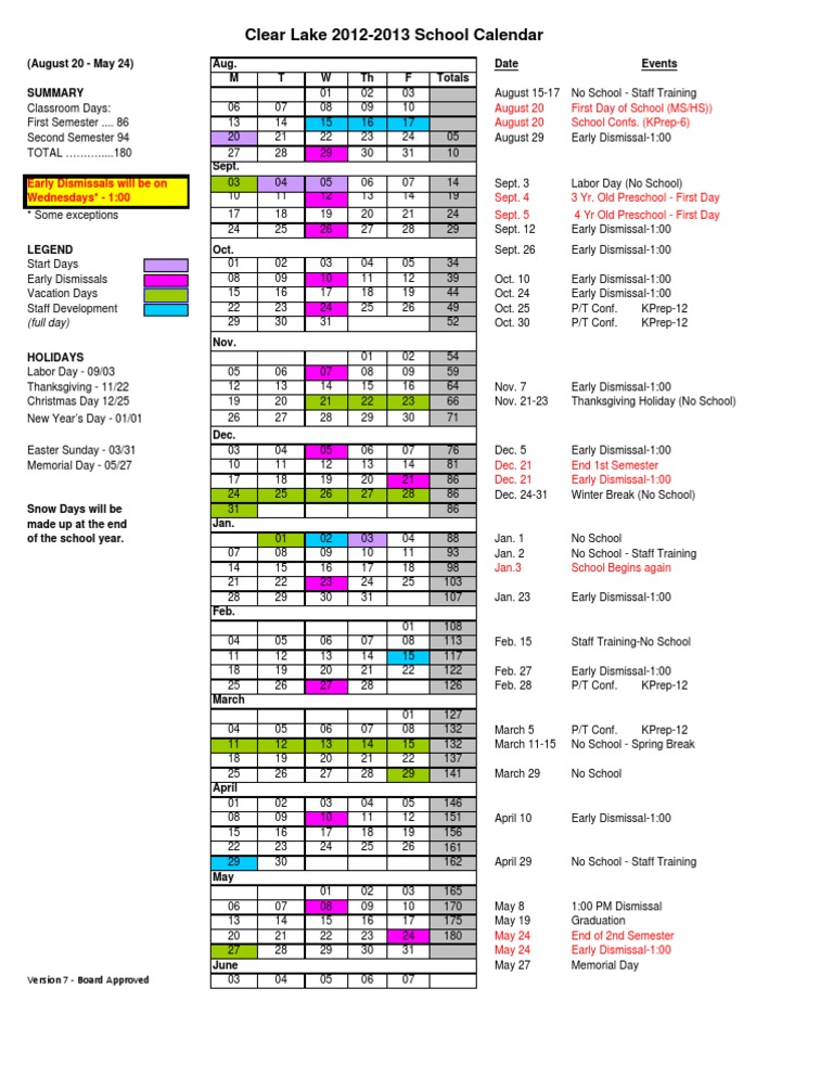 2012-2013 School Calendar | PDF