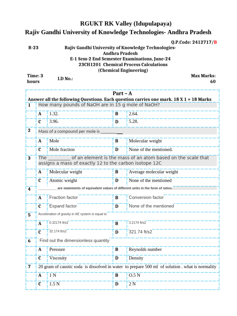 CPC r21 Est Central PAPER SET B FINAL | PDF | Gases | Mole (Unit)