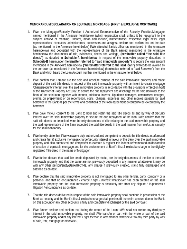 Revised Draft - 1 - NEW DRAFT - EM Declaration - First Time Deposit ...