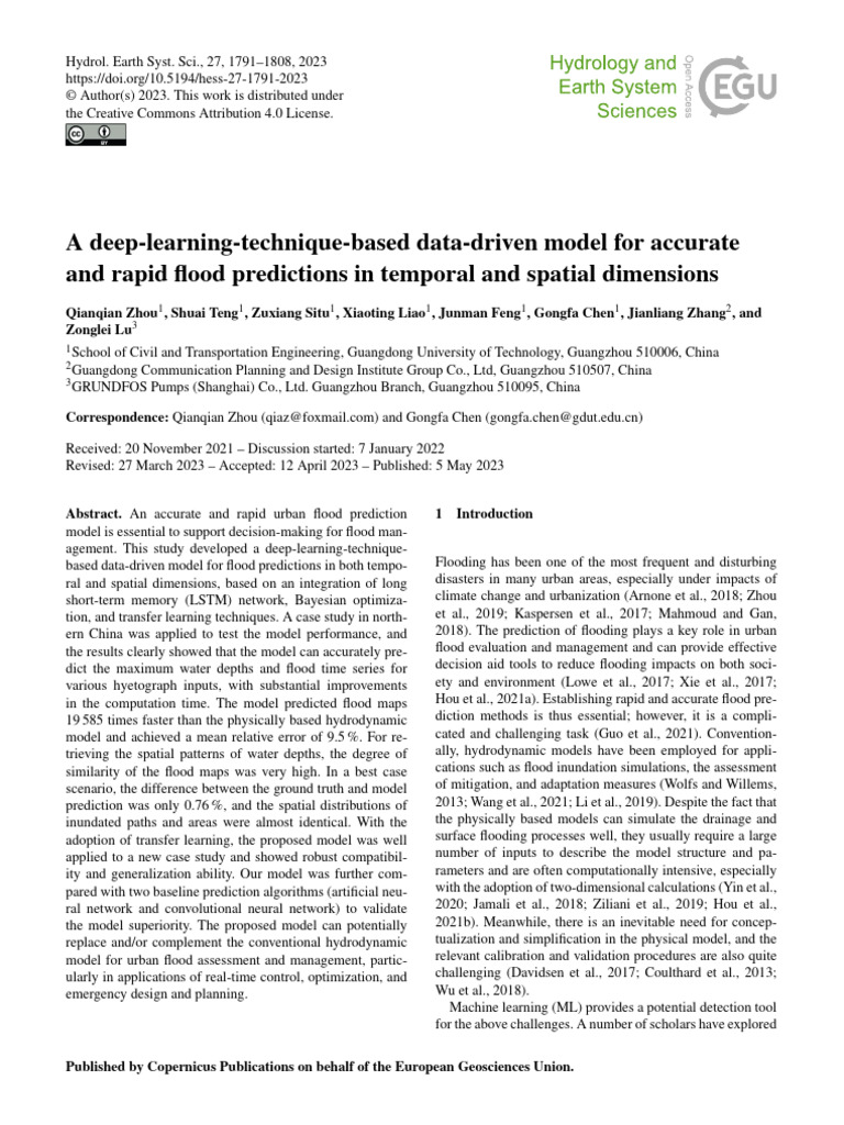 A deep-learning-technique-based data-driven model for accurate and rapid flood predictions in ...