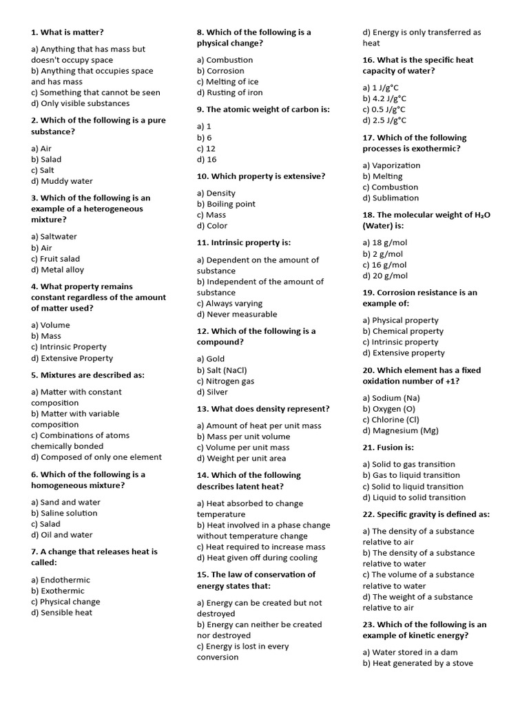 Cherev Compiled Questions With Answer | PDF | Redox | Chemical Reactions