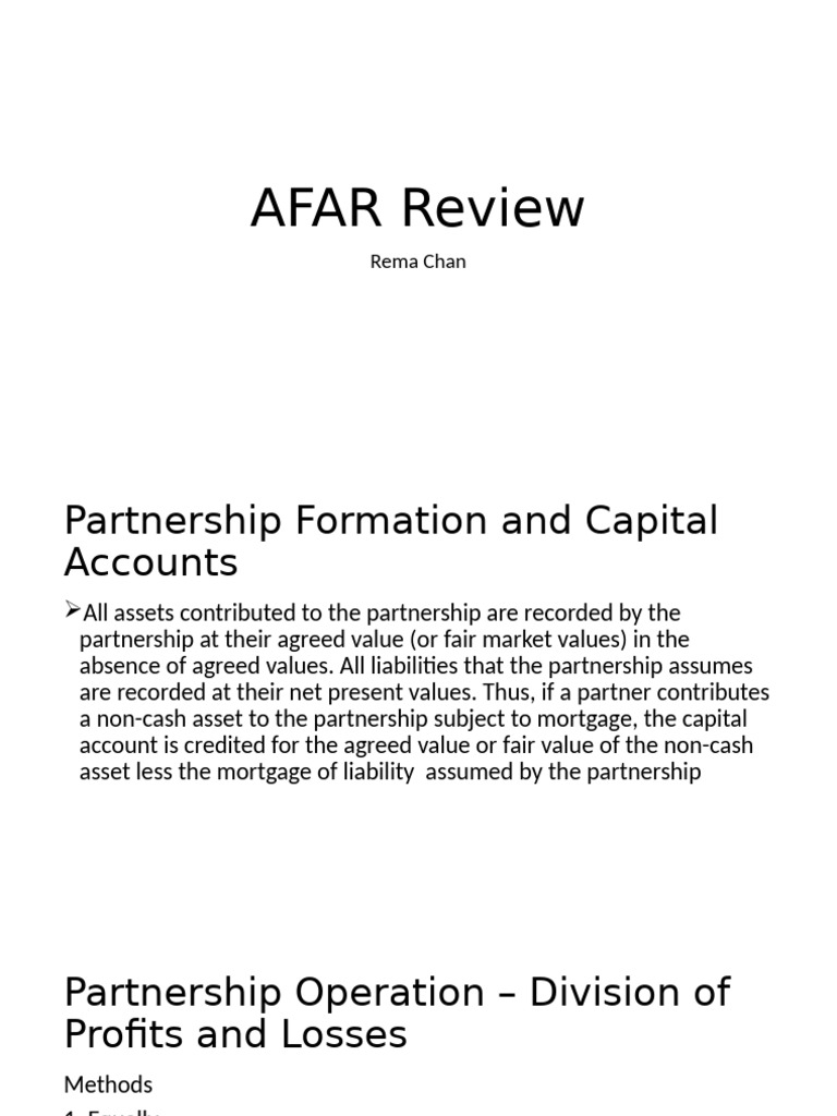 AFAR-Review-Partnership (1) | PDF | Partnership | Debits And Credits