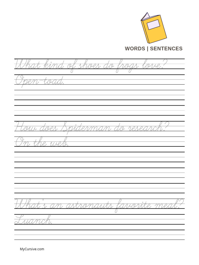 Cursive Jokes Worksheet | PDF