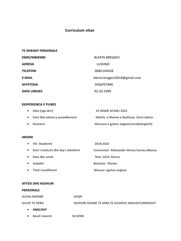 Curriculum Vitae | PDF