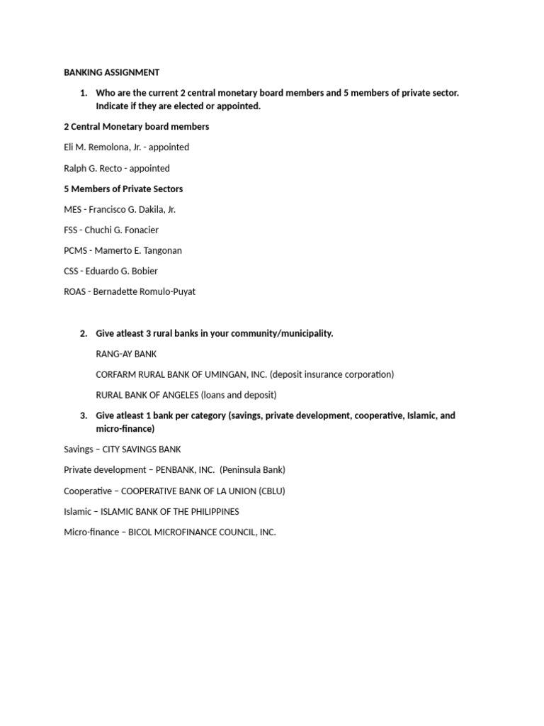 Banking Assignment | PDF