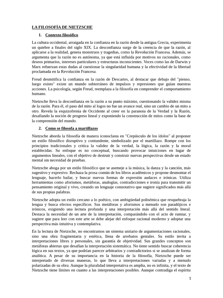 LA FILOSOFÍA DE NIETZSCHE | PDF | Friedrich Nietzsche | Moralidad