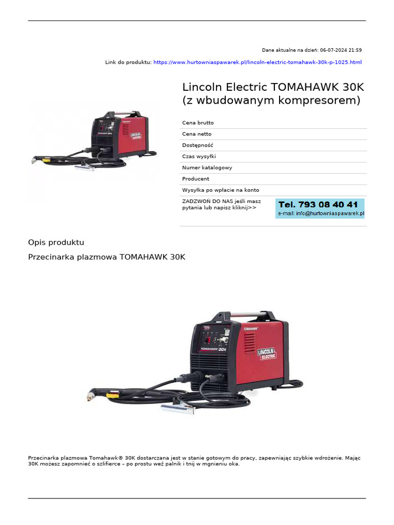 Lincoln Electric Tomahawk 30k | PDF