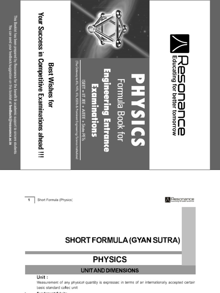 Physics Formula Booklet | PDF