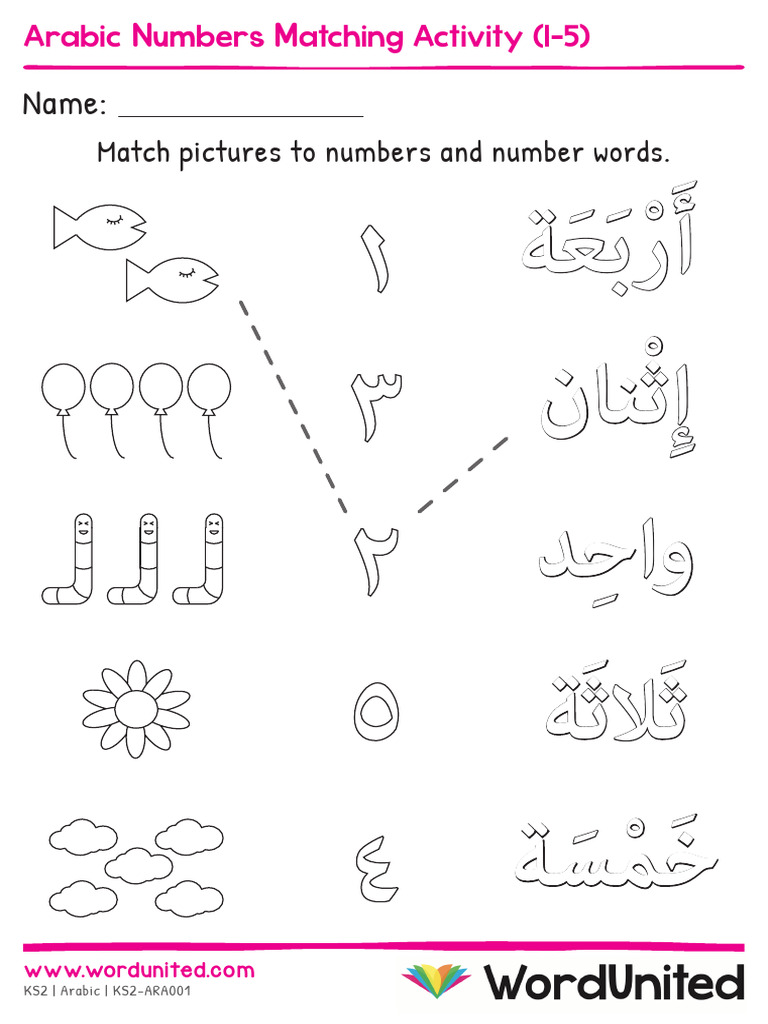 Arabic Numbers 1-5 Matching Activity | PDF