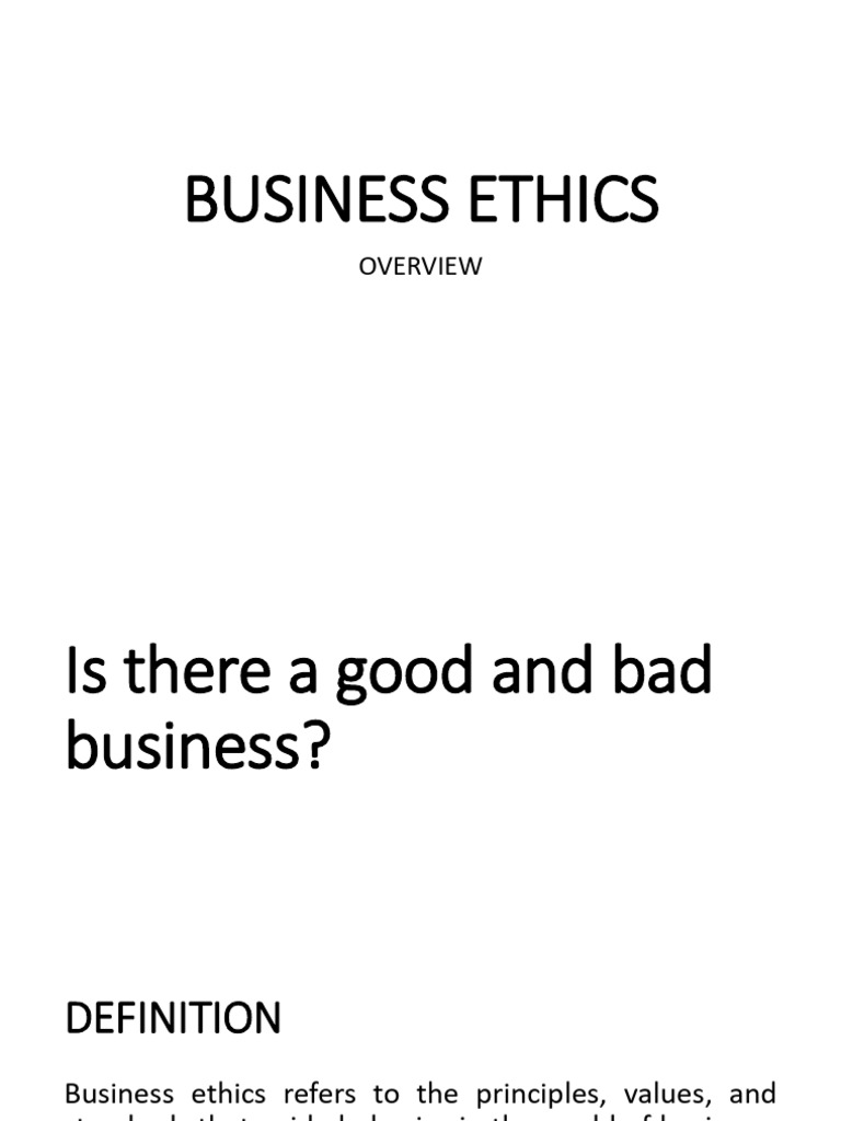 ETHICS OVERVIEW | PDF | Business Ethics | Corporate Social Responsibility