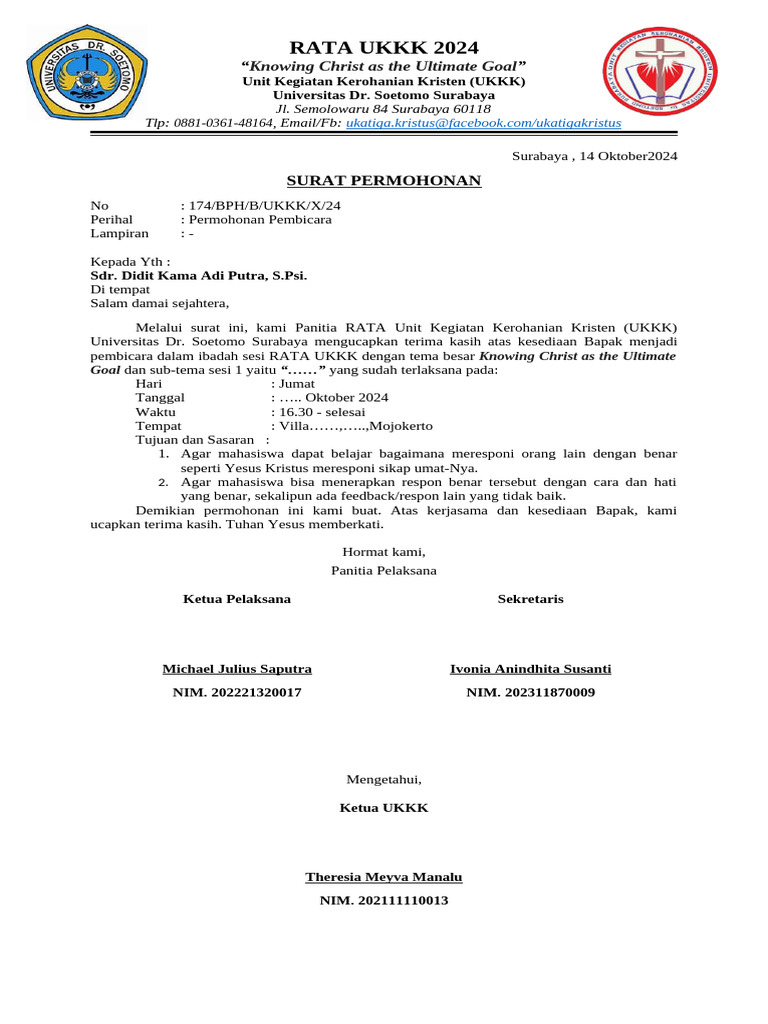 Surat Pembicara RATA | PDF