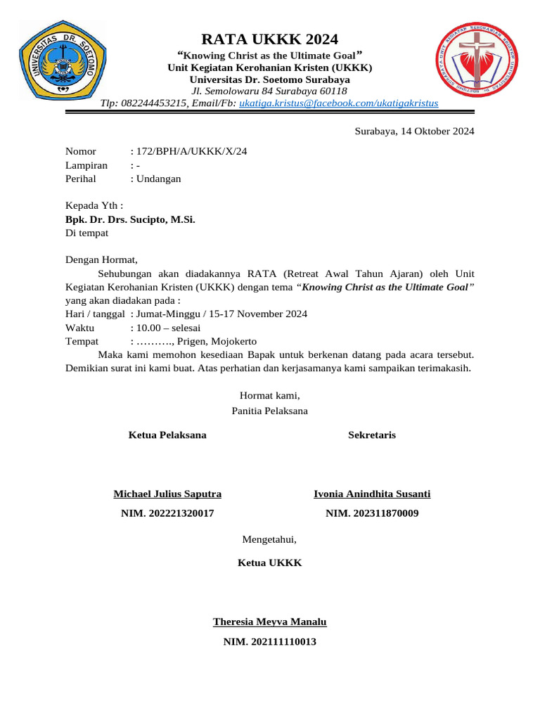 Surat Undangan RATA Pak WAREK III | PDF