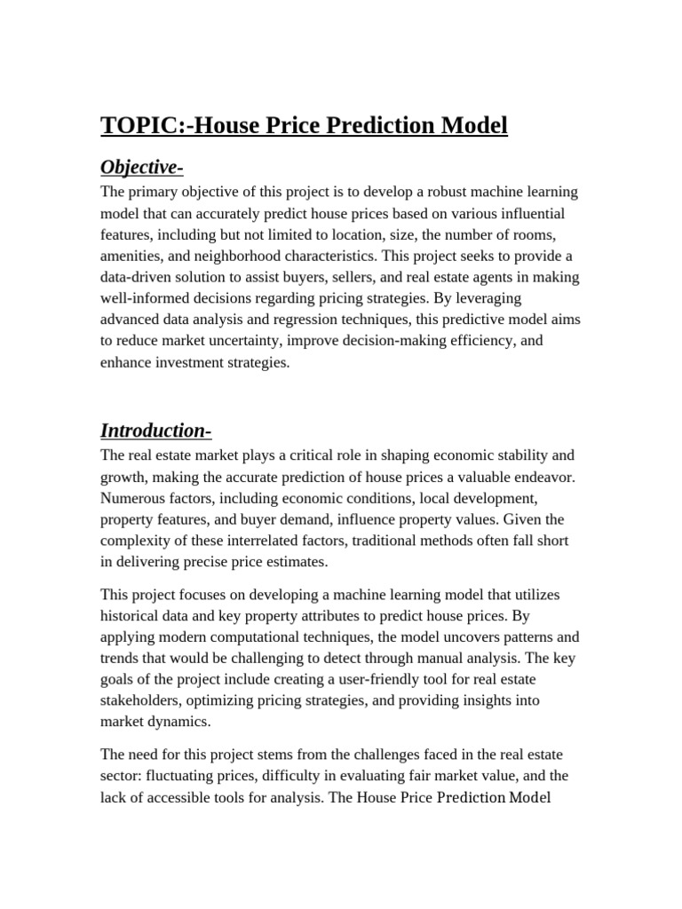 House Price Prediction Model Overview | PDF | Machine Learning ...