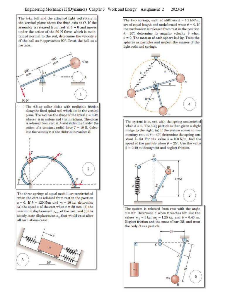 Dynamics Work and Energy Assignment 2 | PDF