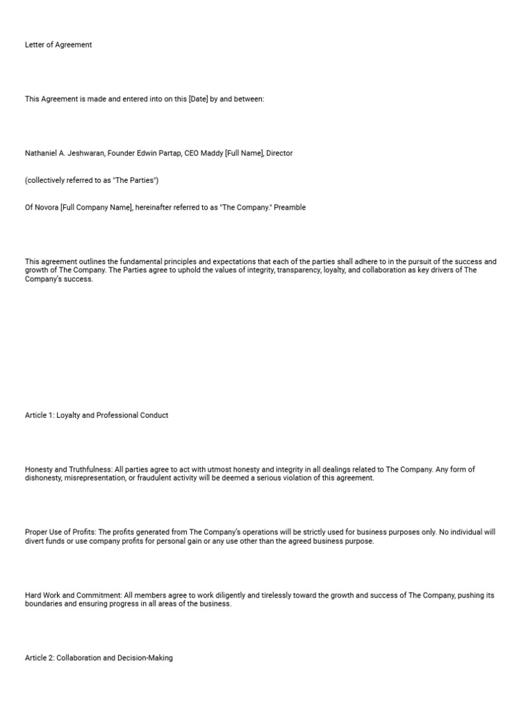 Novora Partnership Agreement | PDF | Legal Liability | Civil Law (Legal System)