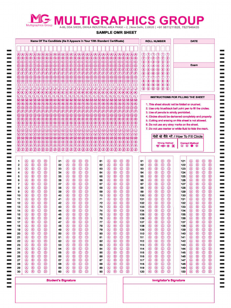 OMR SHEET | PDF | Writing Implements | Stationery
