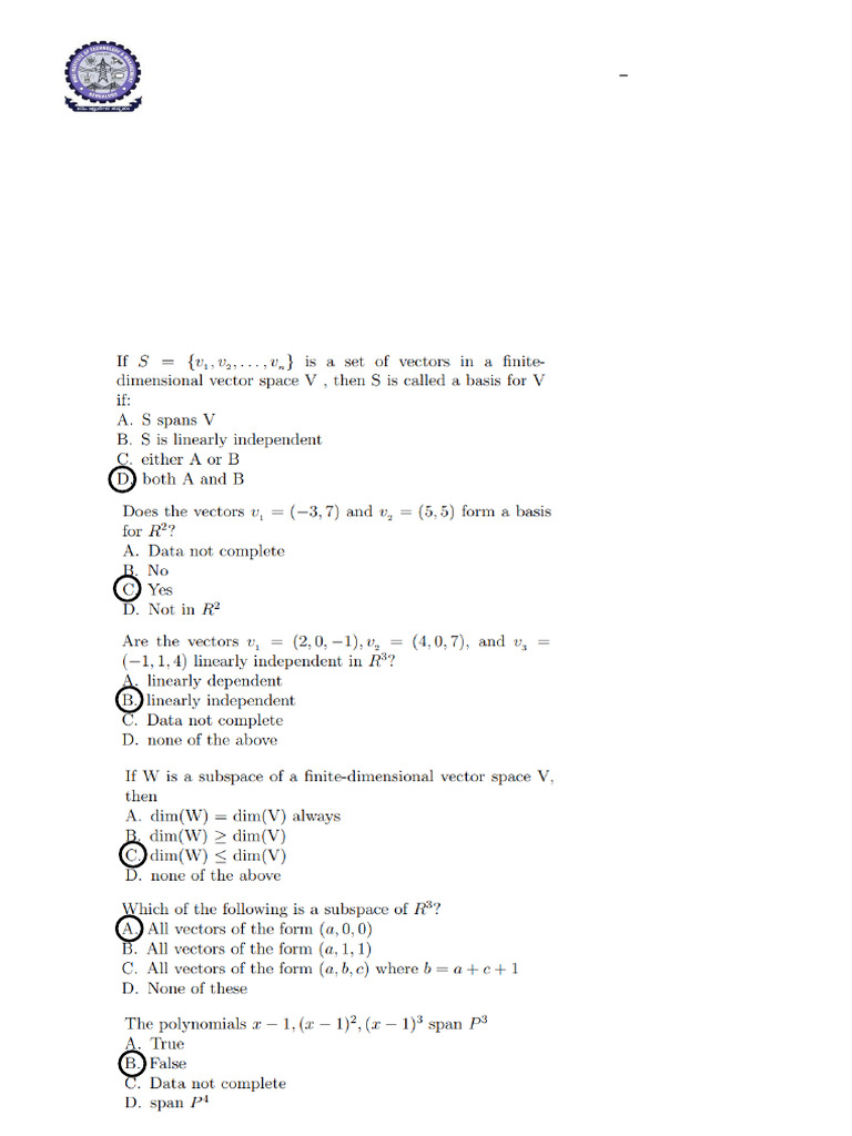 Vector Spaces & Linear Algebra Basics | PDF