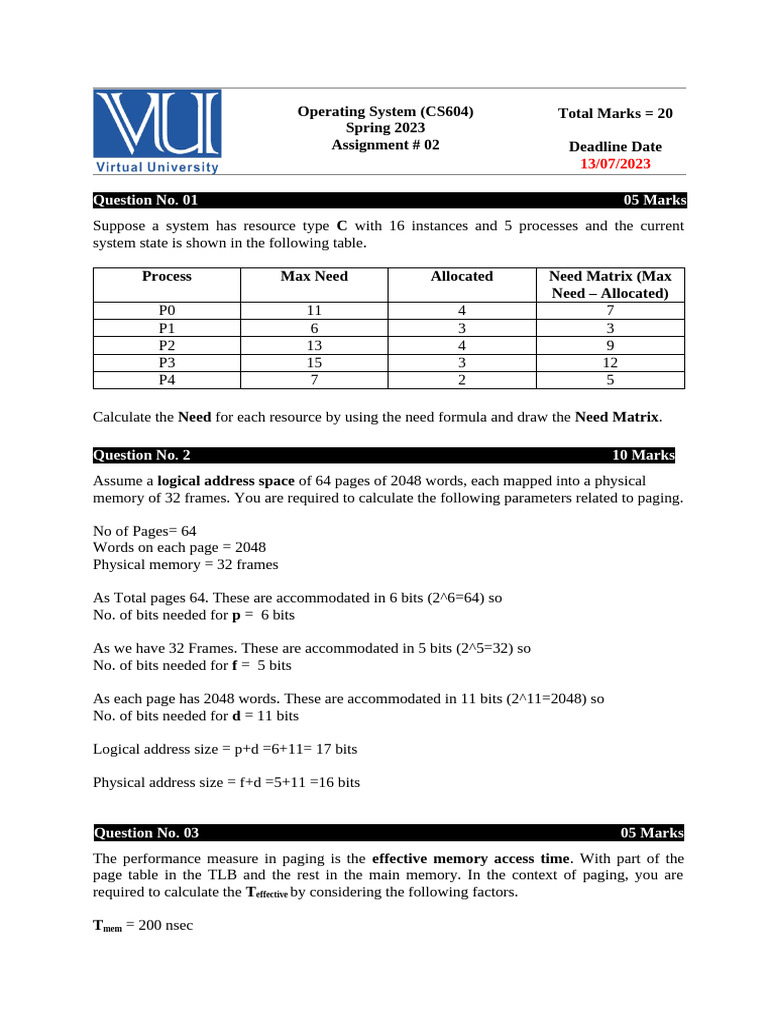Spring 2023 - CS604 - 2 - MC100404261 | PDF | Computer Architecture | Computer Data