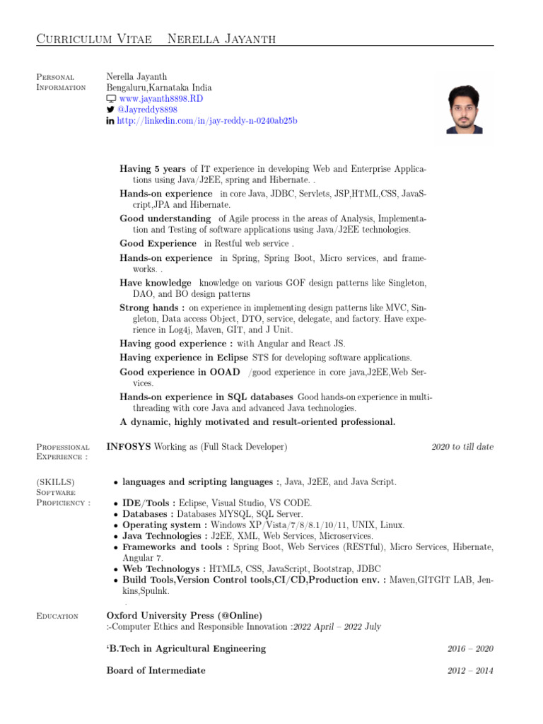 Tibault Reveyrand S Résumé Curriculum Vitae | PDF | Java (Programming Language) | Eclipse (Software)