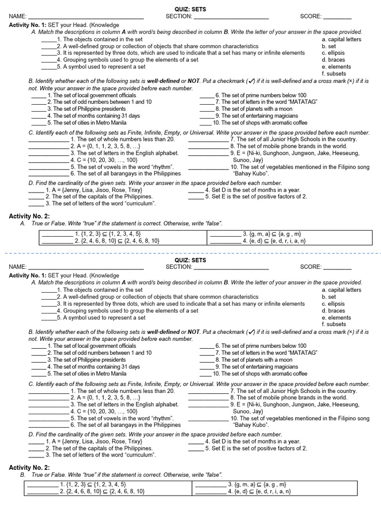Activity Sheet in Math 7 Week 7 | PDF | Numbers | Mathematics