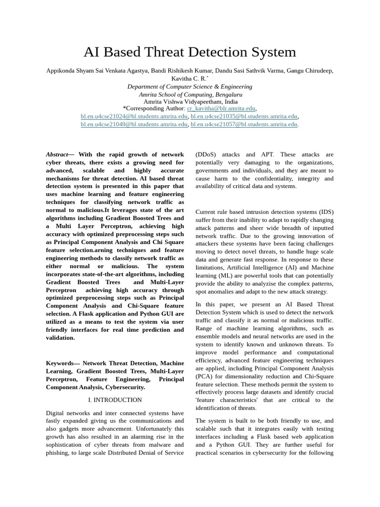 AI Based Threat Detection System_IEEE Report (1) (1) (1) | PDF ...
