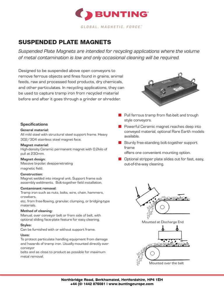 Bunting Suspended Plate Magnets | PDF | Magnet | Materials