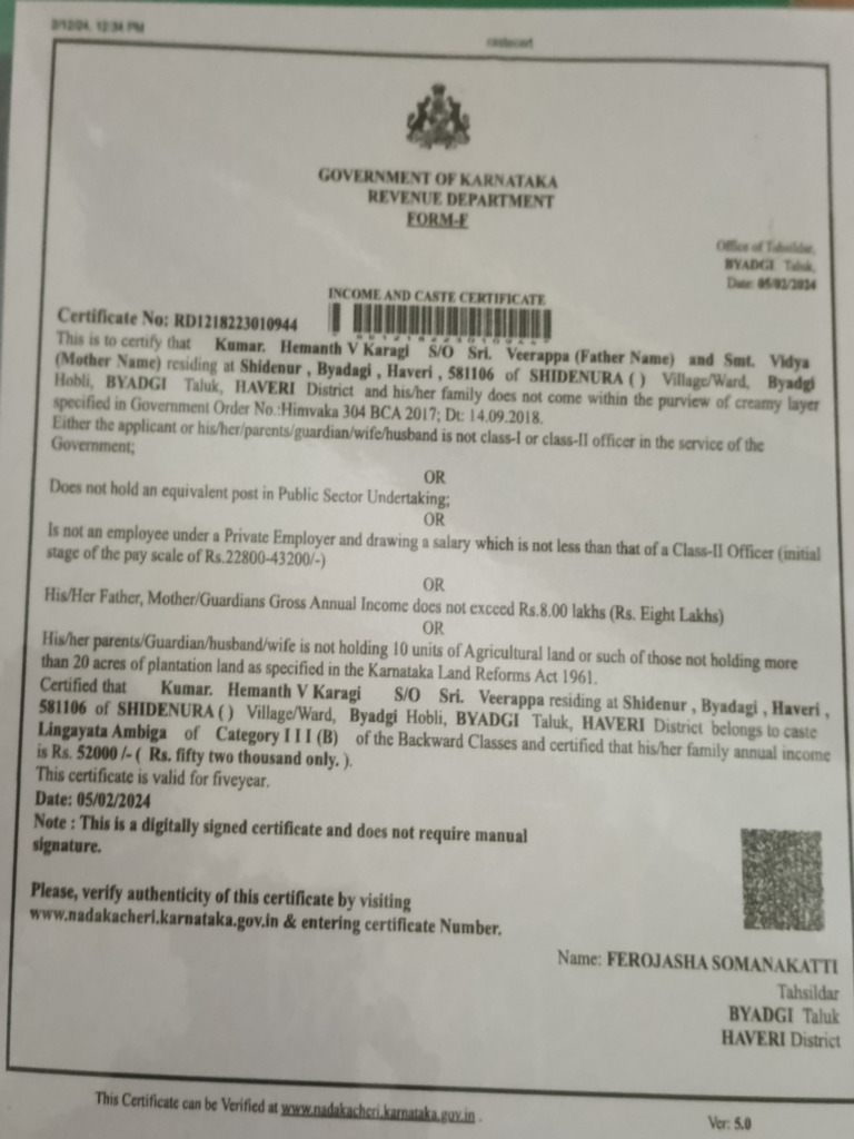 Income Certificate | PDF