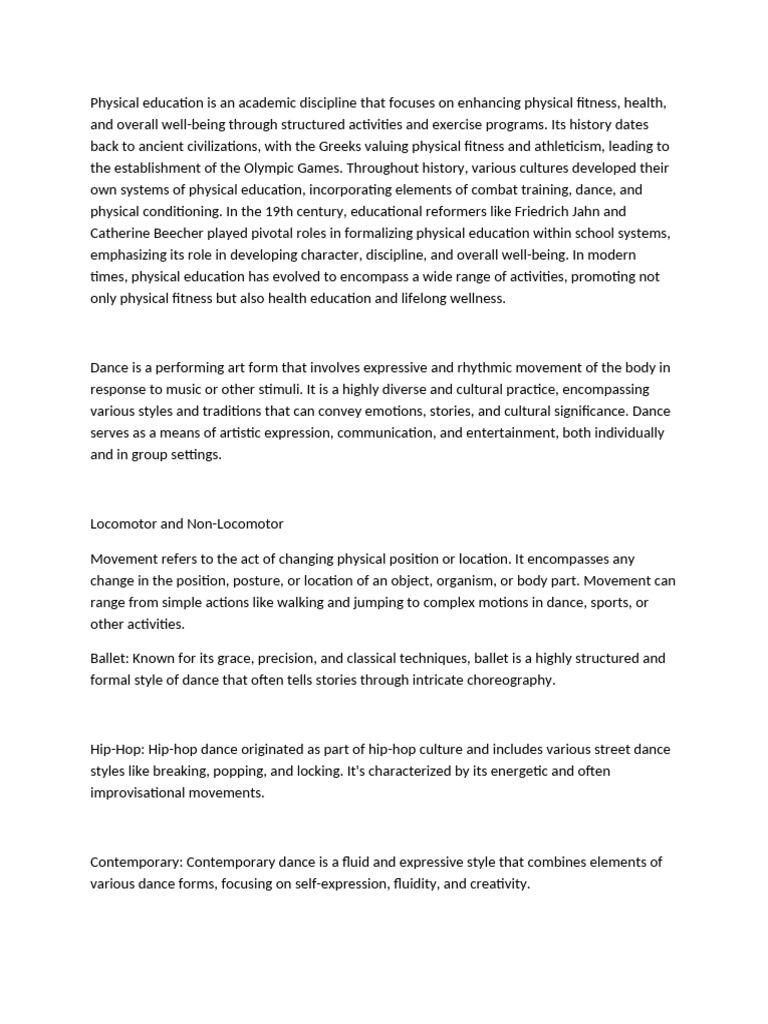 Discipline in Physical Education | PDF | Dances | Choreography