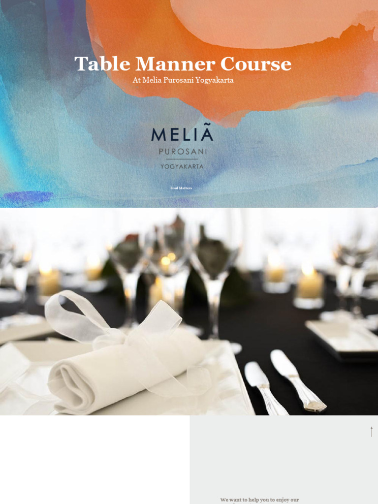 Table Manner Course - Melia Purosani-2 | PDF | Soup | Hors D'oeuvre