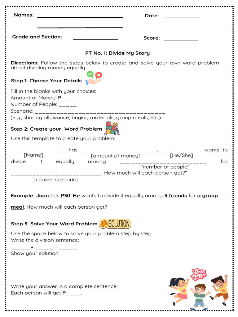 Create Your Own Division Word Problem | PDF