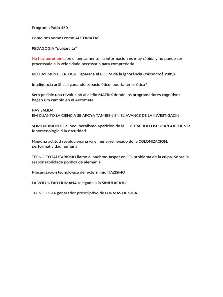 Programa Patio 480 | PDF