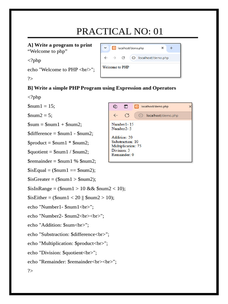 PRACTICAL NO 01 PHP | PDF