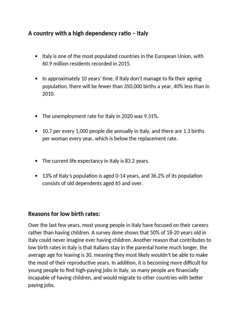 Italy's Aging Population Challenges | PDF | Ageing | Birth Rate