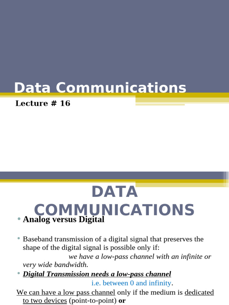 Data Communications Lec16 | PDF | Signal To Noise Ratio | Distortion