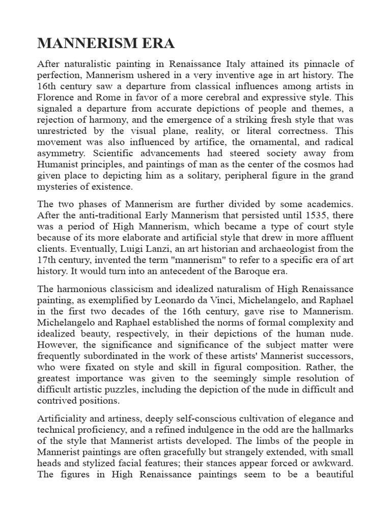 Understanding Mannerism in Art History | PDF | Raphael | Renaissance Art