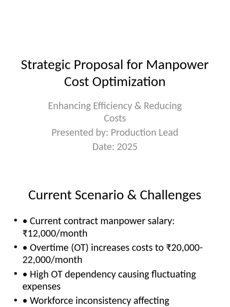 Manpower Cost Optimization Plan | PDF