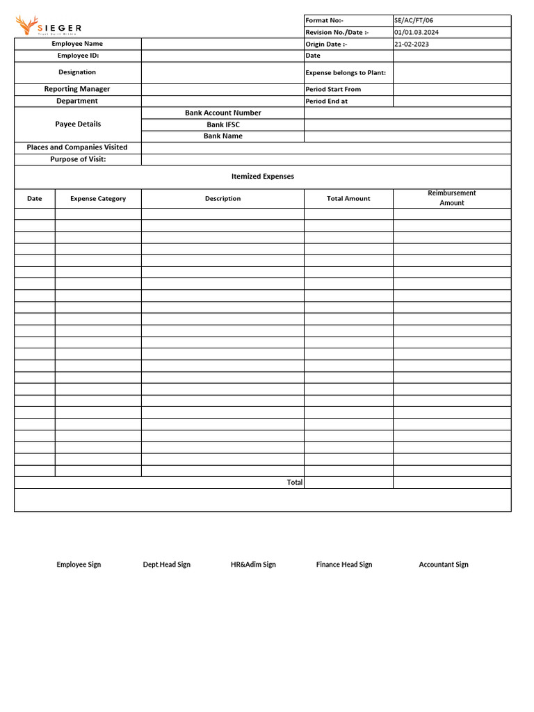 Reimbursement Expense Claim Form@Rev1 | PDF