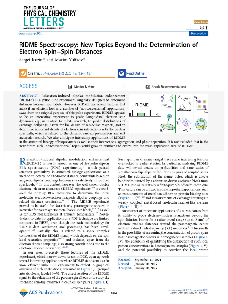 Kuzin Yulikov 2025 Ridme Spectroscopy New Topics Beyond The ...