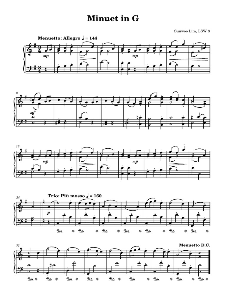 Minuet in G | PDF | Dances | Musical Forms
