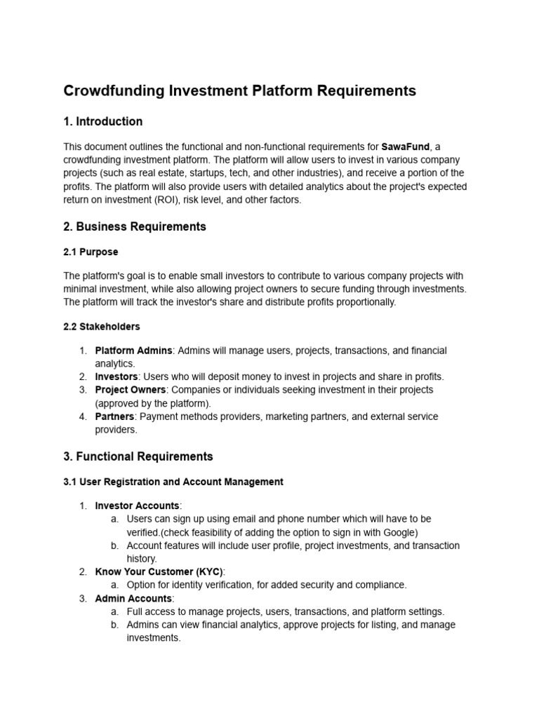 Crowdfunding Platform Requirements Guide | PDF | Investing | Return On ...