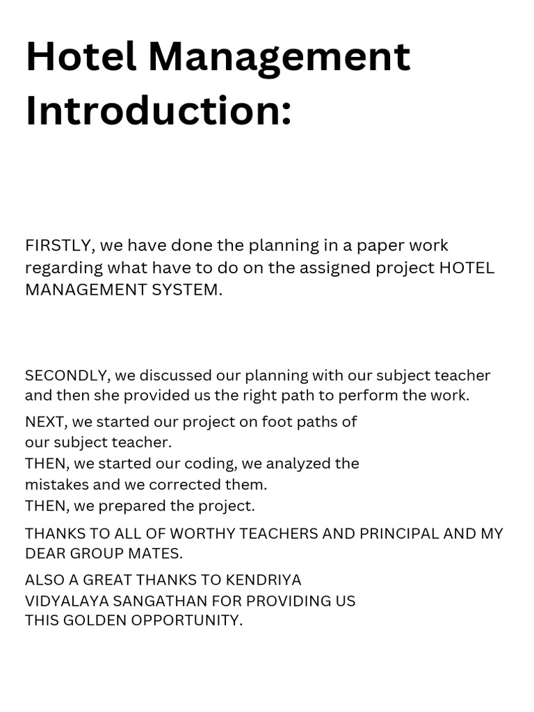 Hotel Management Introduction PDF | PDF