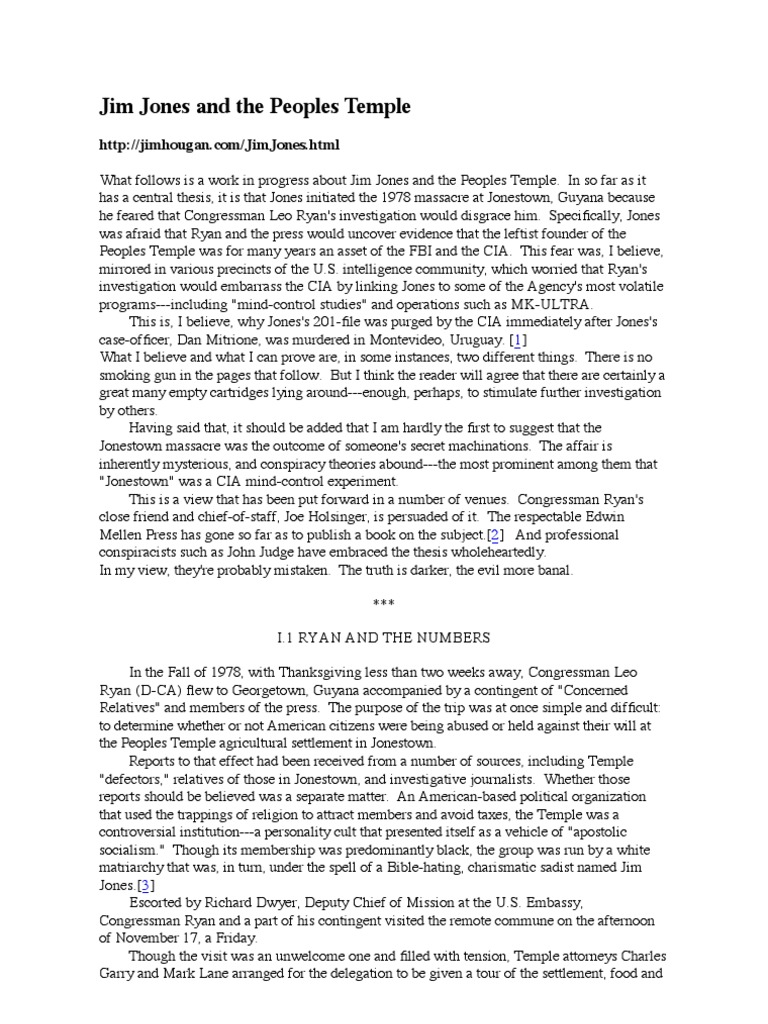 Jim Jones and The Peoples Temple | PDF | Autopsy | Fidel Castro