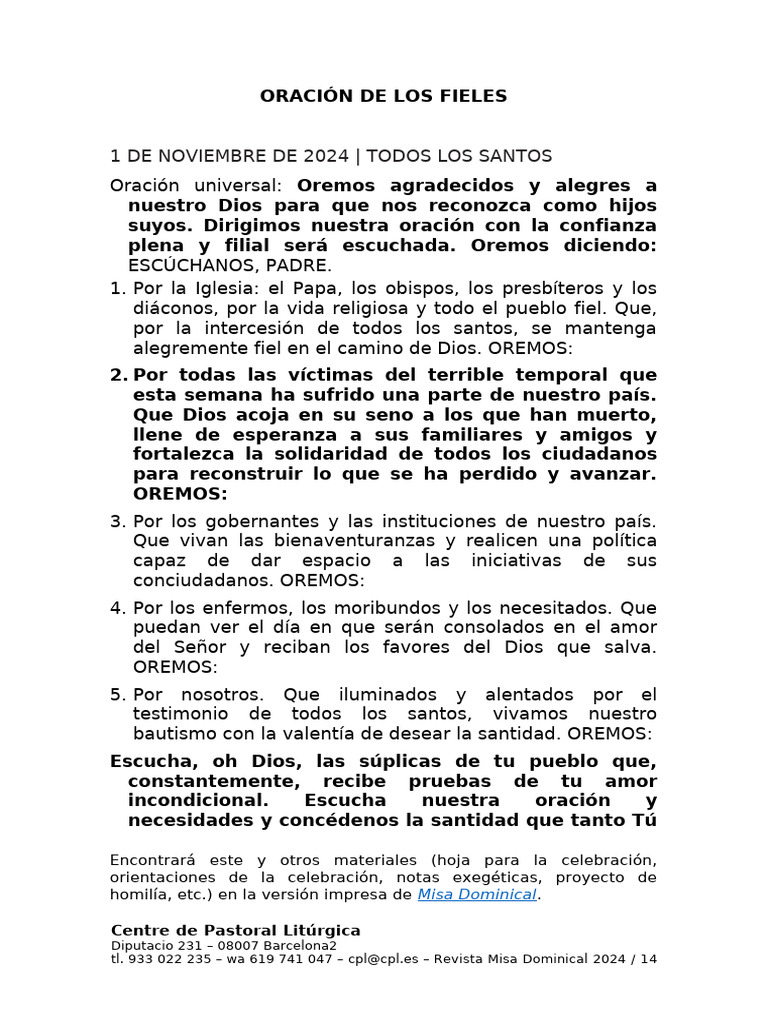 ORACIÓN DE LOS FIELES | PDF
