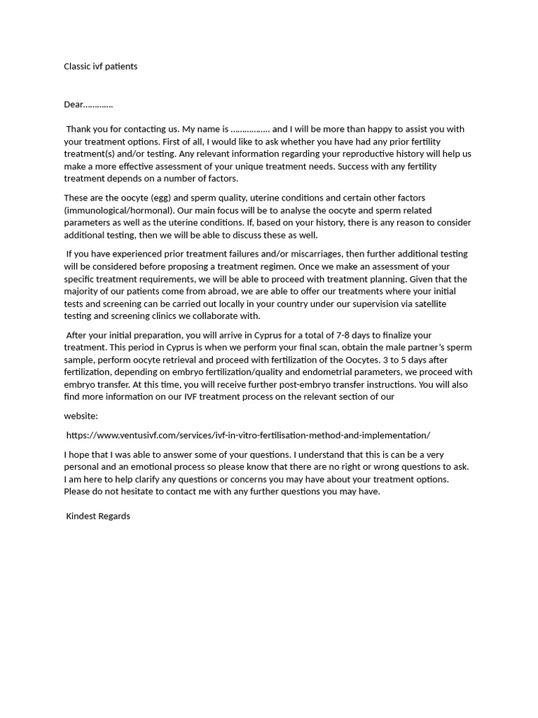 IVF Treatment Options and Process Guide | PDF