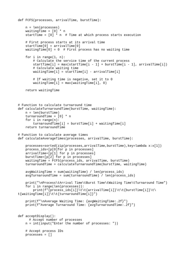 fcfs | PDF | Algorithms | Applied Mathematics