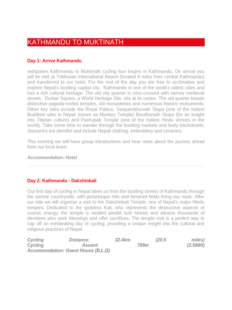 Kathmandu to Muktinath | PDF | Kathmandu