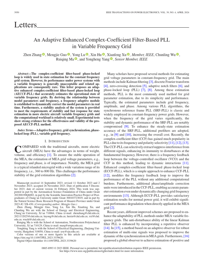 11-An Adaptive Enhanced Complex-Coefficient Filter-Based PLL in Variable Frequency Grid | PDF ...