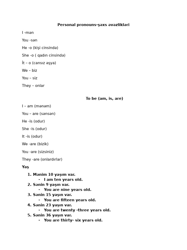 To Be Am Is Are ASYA | PDF